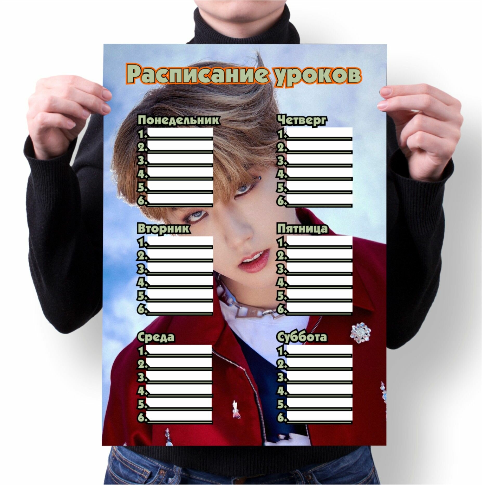 Расписание уроков формата А4, с принтом "Stray Kids"