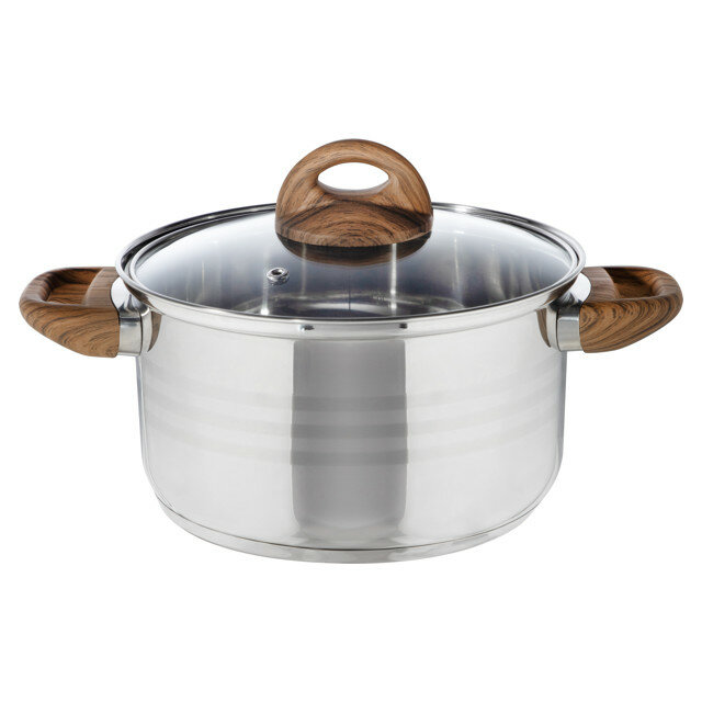 MALLONY Foresta кастрюля 3,5 л 20 см из нержавеющей стали с стеклянной крышкой для индукции