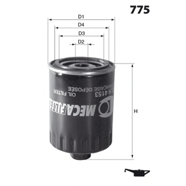 MECAFILTER ELH4126 (0003141914 / 0003563591 / 0005151017) фильтр масляный Audi (Ауди) a4, / VW Passat (Пассат) / Skoda (Шкода)