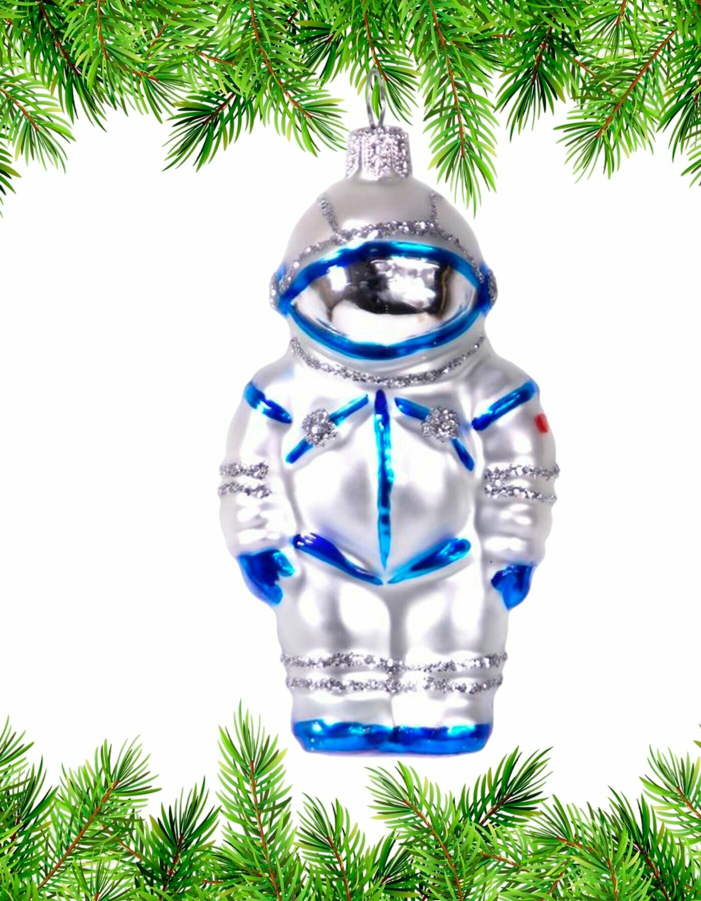 Игрушка на елку Космонавт в уп 9см голубой