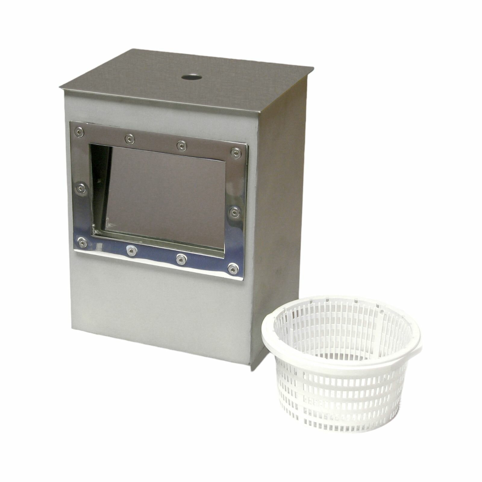 АТ 05.06 Скиммер компакт с переливом из нержавеющей стали AISI-304 (универсальный) для бассейнов