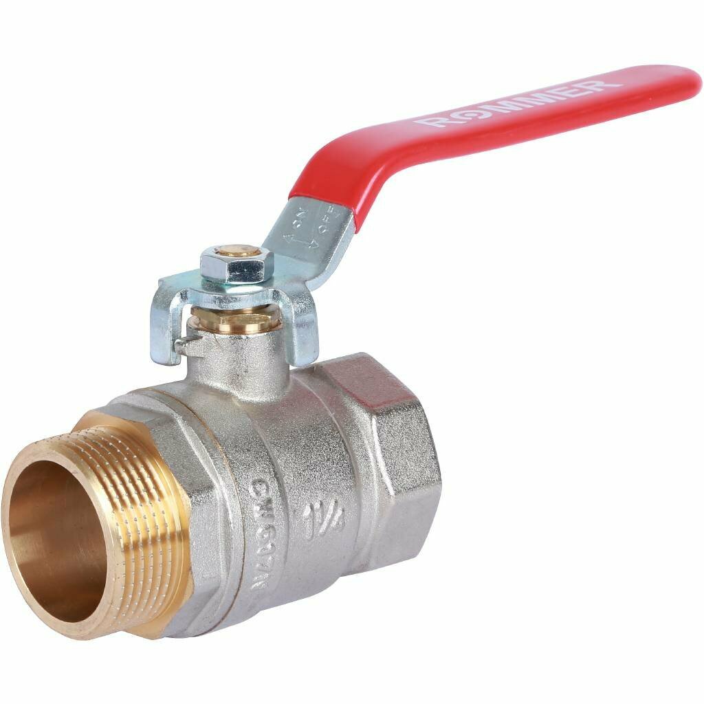 Rommer Кран шаровой ВР/НР, ручка рычаг 1 1/4