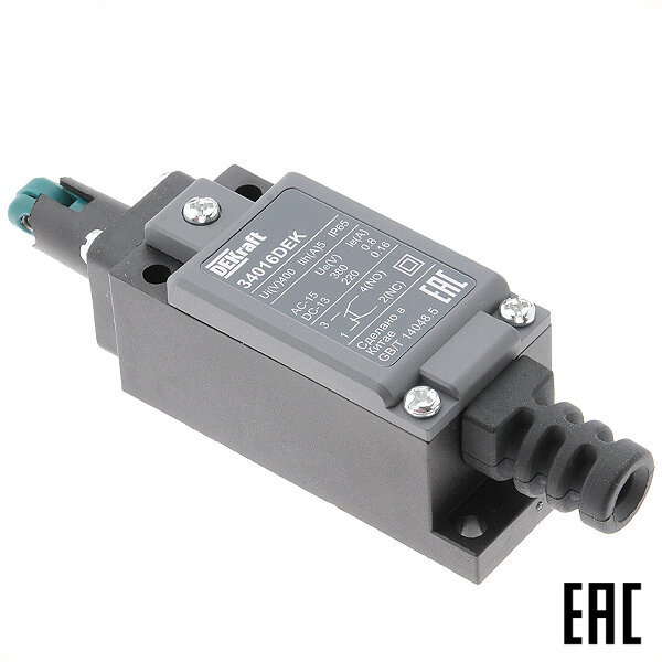 Концевой выключатель КВ-302-122 34016DEK 380В 5А + IP65 ролик вертикальный DEKraft