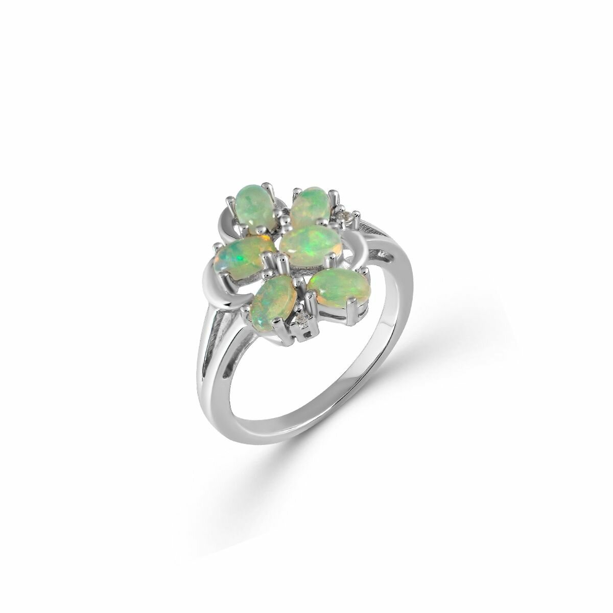 Кольцо тонкое, серебро, 925 проба, родирование, опал синтетический