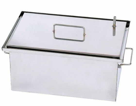 Коптильня горячего копчения "Универсал" нержавеющая сталь 400х300х200 толщина 1,5 мм с гидрозамком, сталь 430, два яруса решеток, поддон 400х300х200 н ольховый ДЫМ УниверсалКУ-4