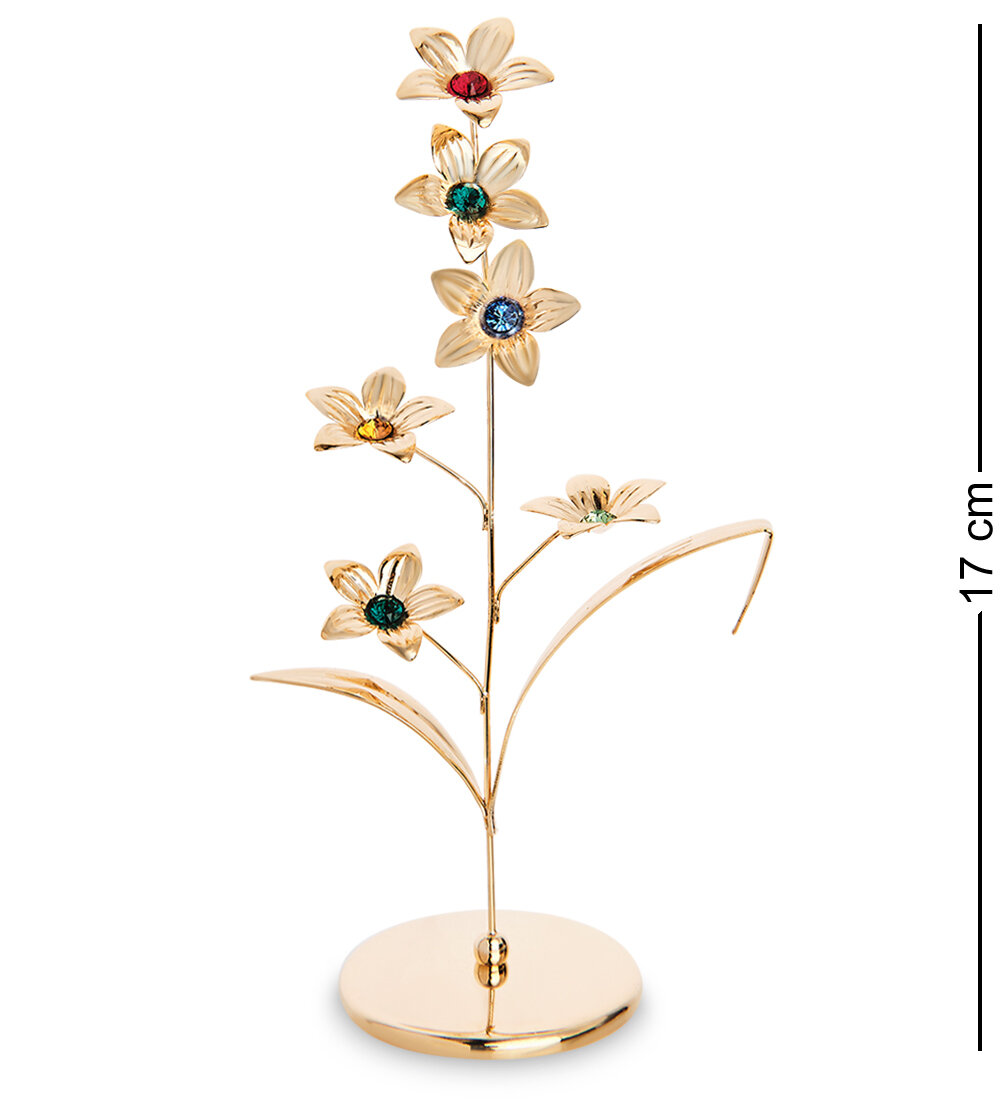 Фигурка "Ветка с цветами" с цветными кристаллами (Юнион)
