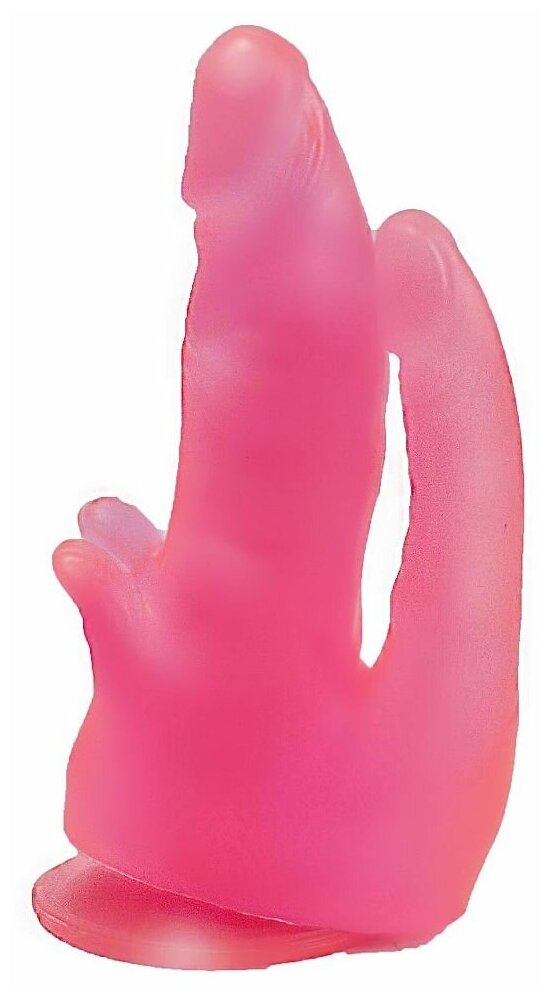 Розовый двойной фаллоимитатор с лепестками и присоской - 17 см.