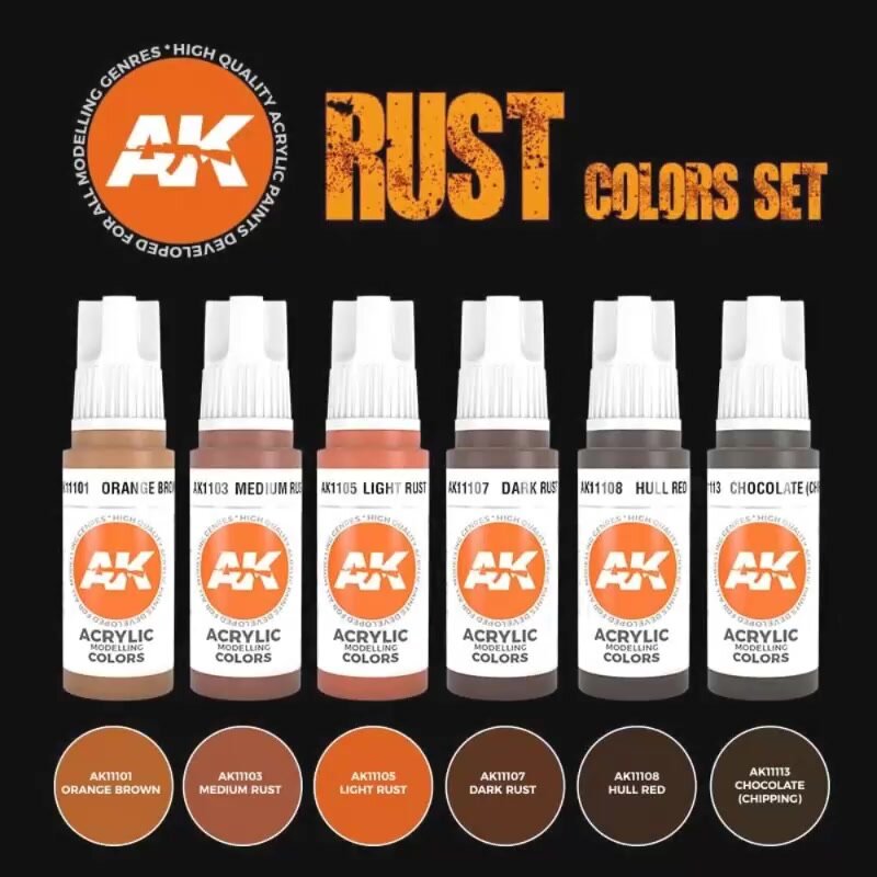 Набор акриловых красок AK Interactive Rust Set — фото 1