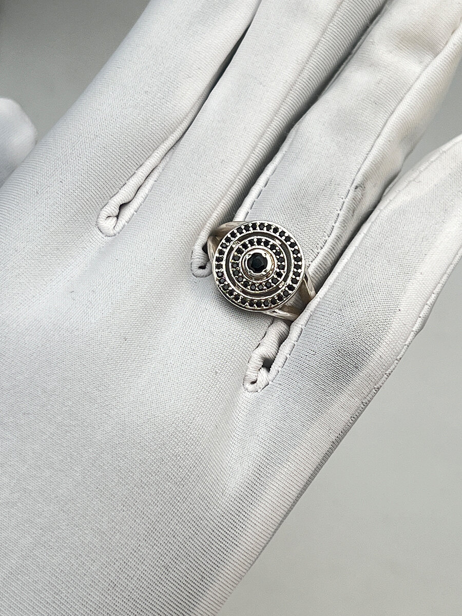 Кольцо, серебро, 925 проба, родирование, шпинель