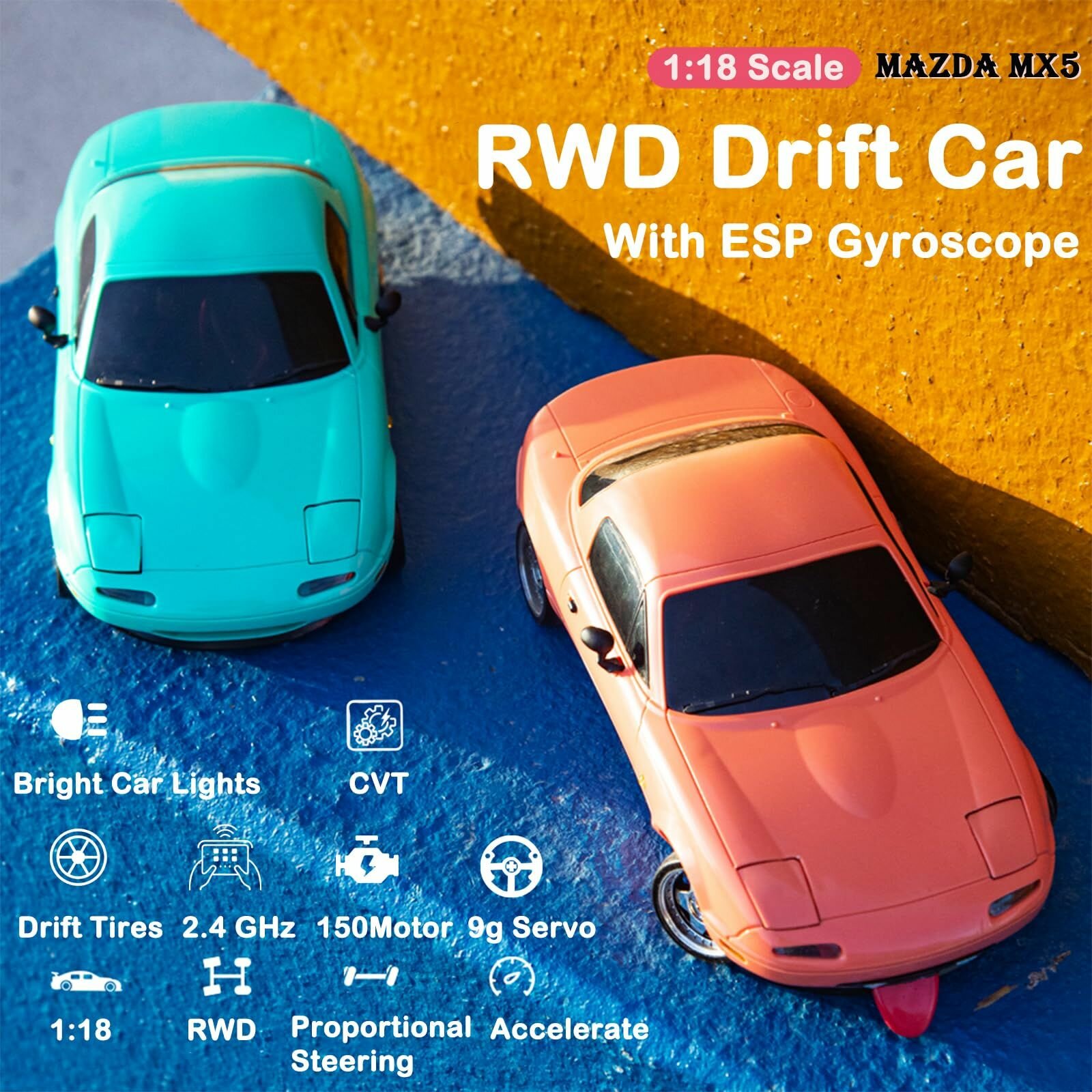 LDR/C LD1804 Машинка на пульте управления для дрифта, Mazda MX-5 Модель, 1/18, 2WD, 2.4GHz,3 канала