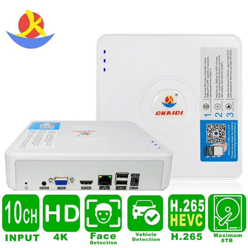 Xmeye NVR 4K 36ch для видеонаблюдения, EU Plug
