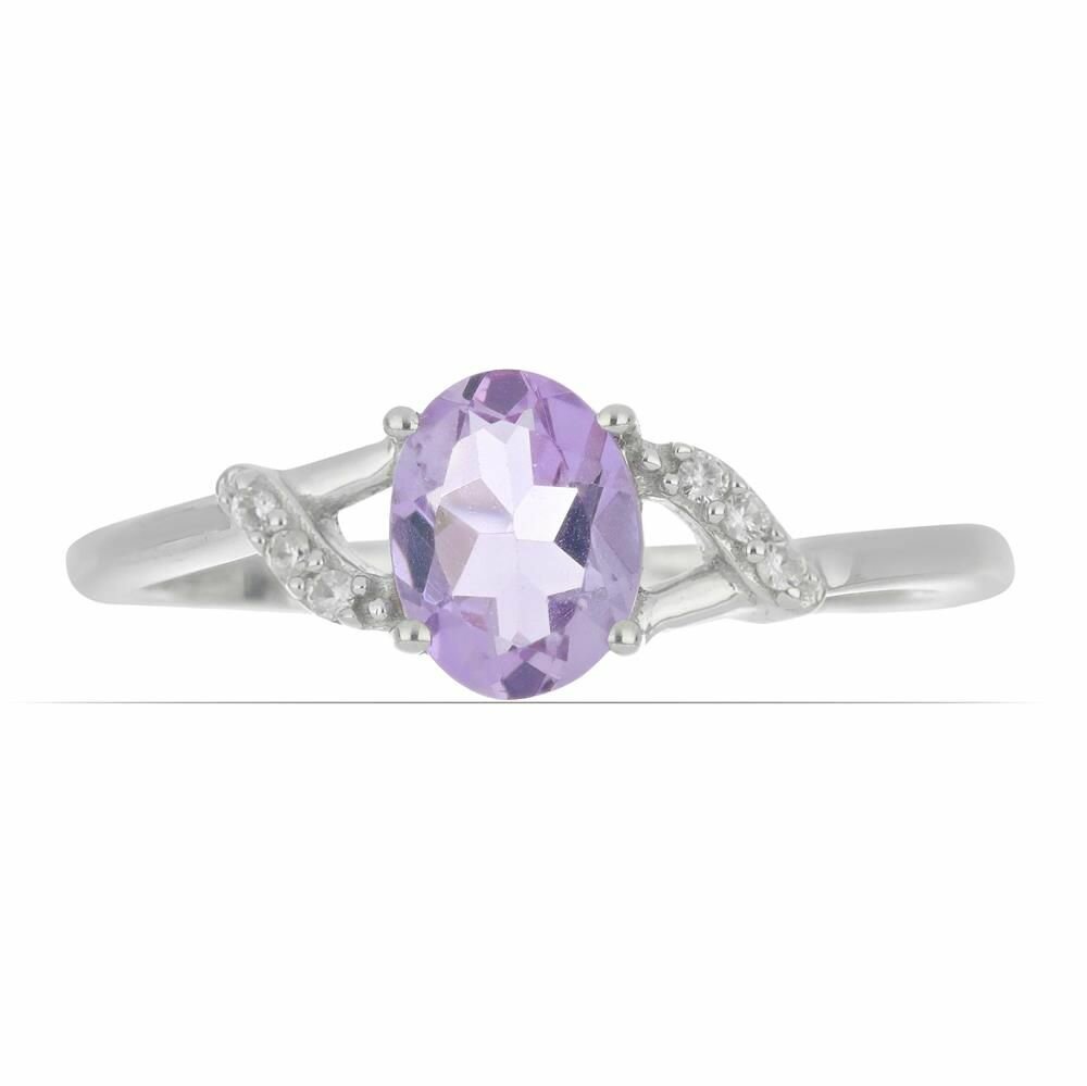 Кольцо, серебро, 925 проба, родирование, циркон, аметист