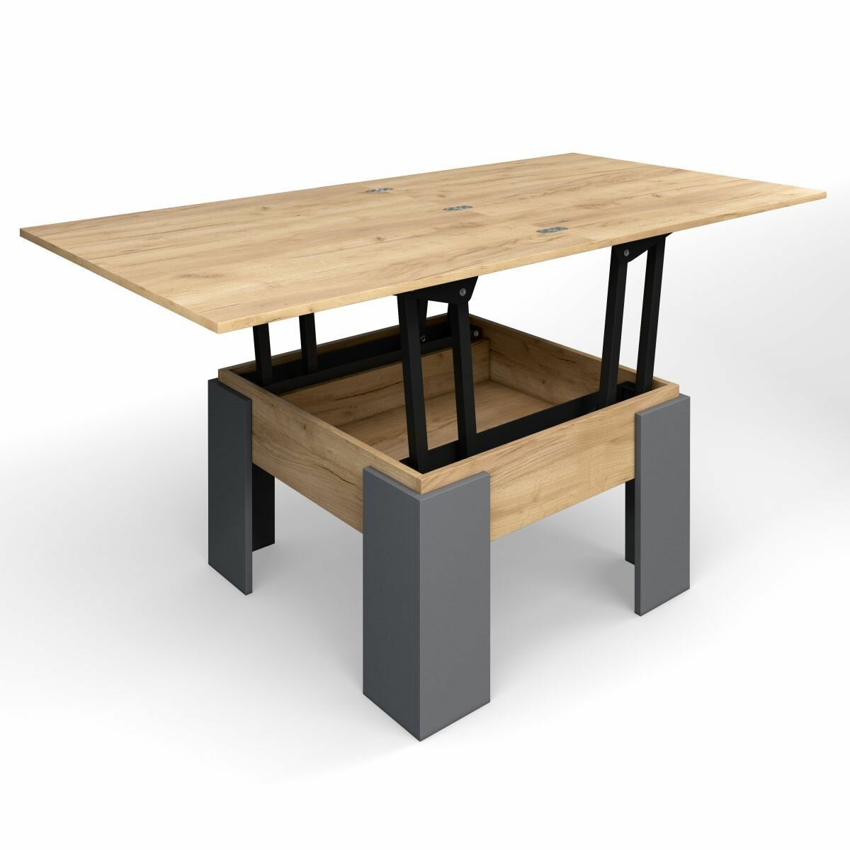 Стол журнальный-трансформер СЖТ-2 (трансформер) Дуб крафт золотой/Серый графит (Бител)