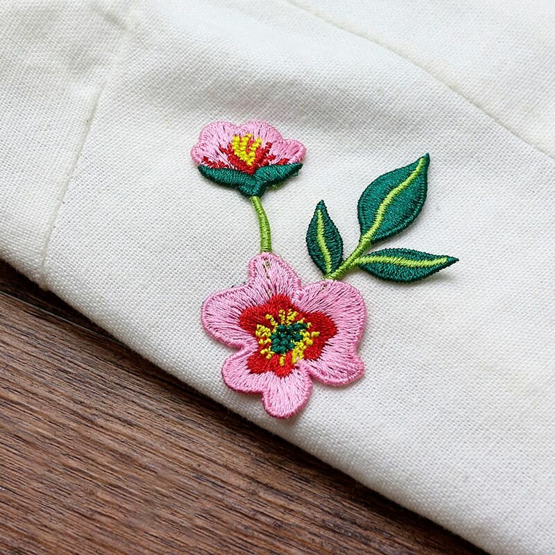 Нашивка Цветок Розовый 65x50 мм Правый, Декоративная пришивная аппликация на одежду, Без клея