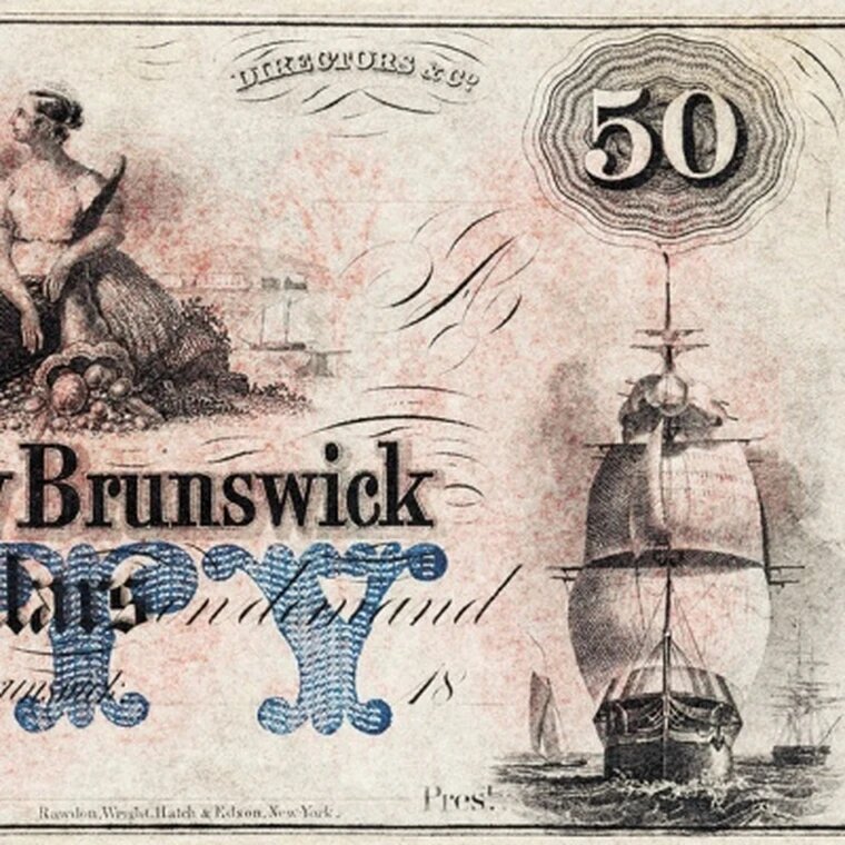 50 долларов 1861 банк Нью-Брансуик, штат Нью-Джерси, сувенирная копия, банкноты и купюры редкие коллекционные