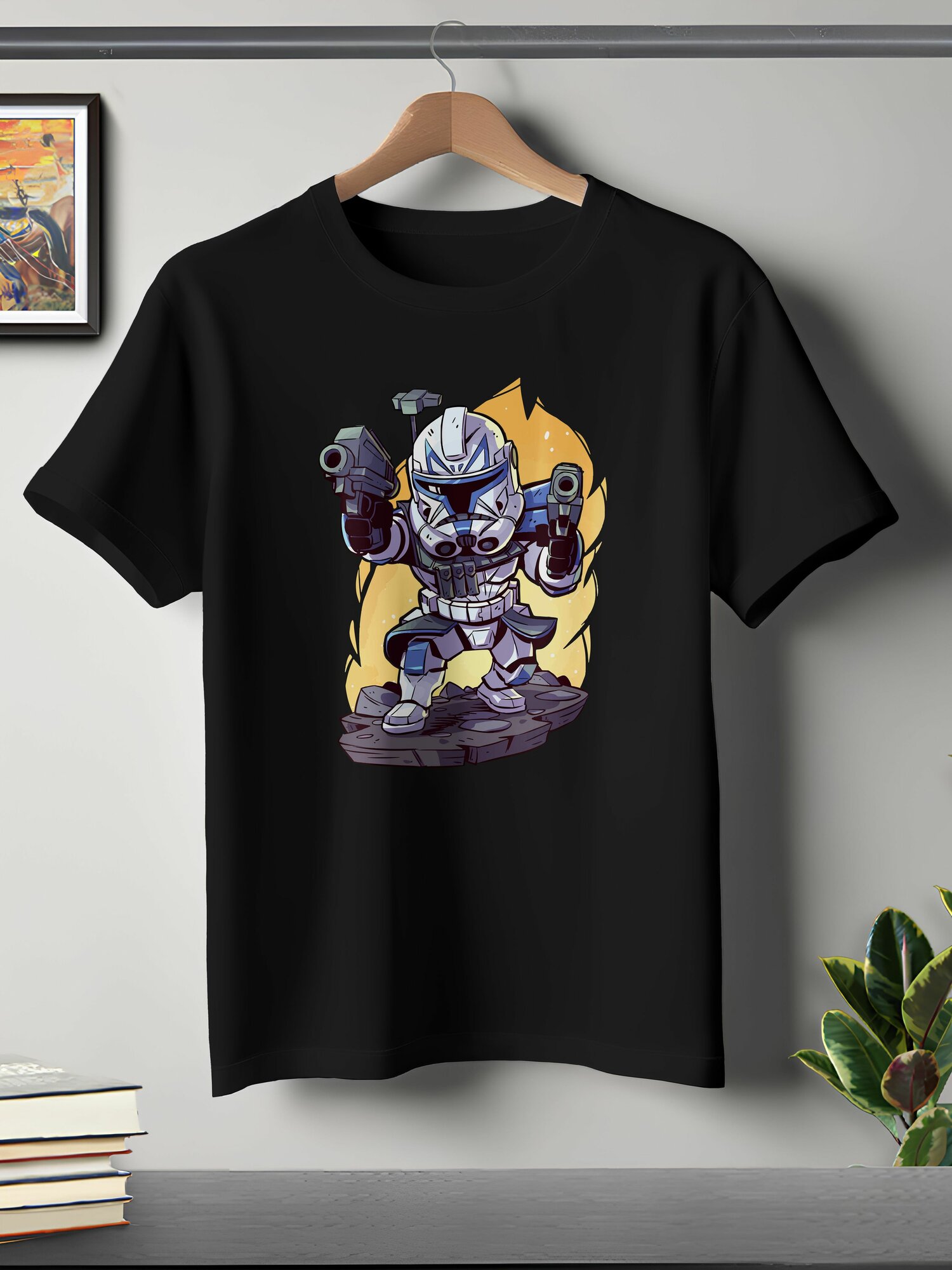 Футболка ONEQ унисекс 56-58 (3XL) размер с принтом Капитан Рекс, черная