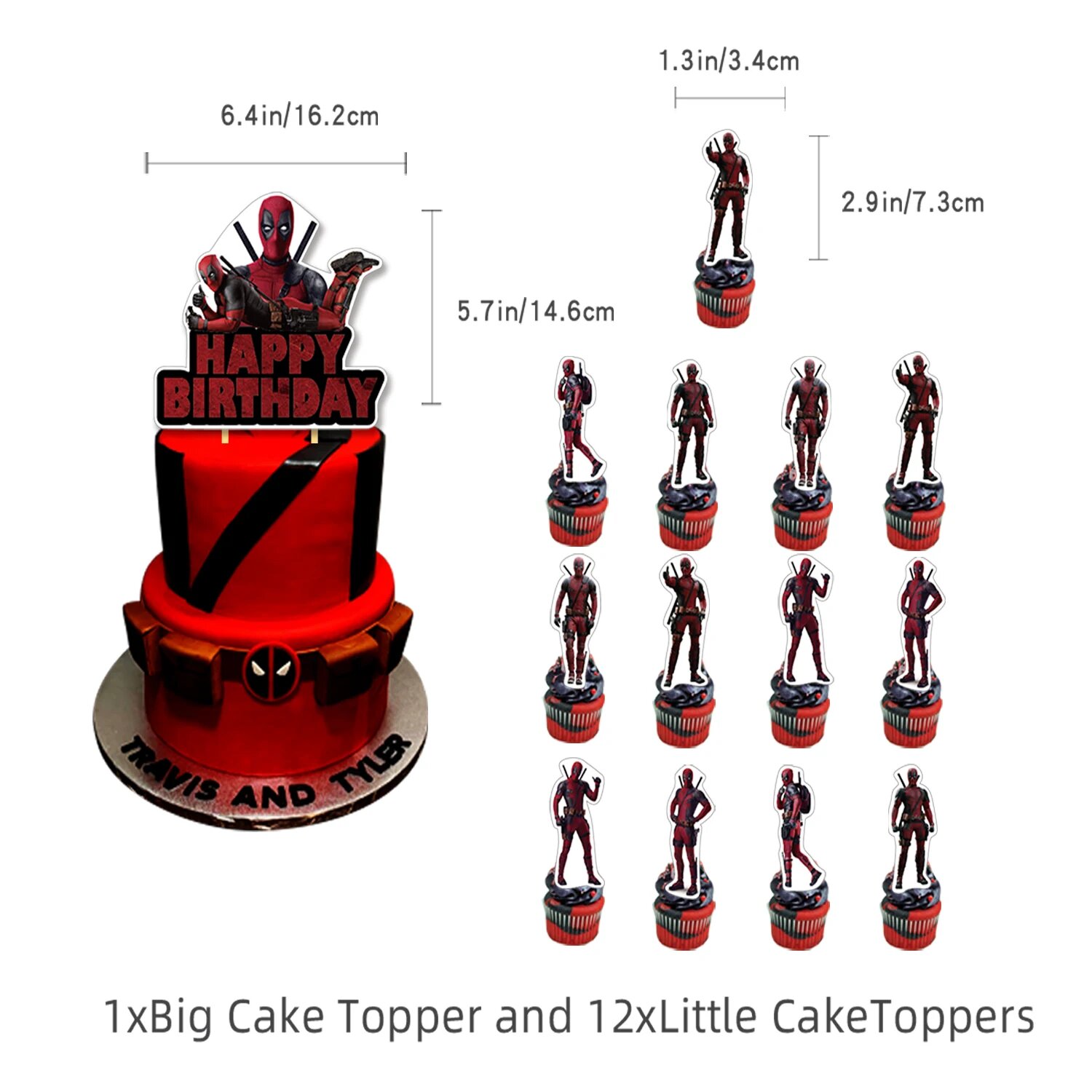 Воздушные шары Дэдпул и Мстители HEROCROSS Красный, 13pcs Cake Topper
