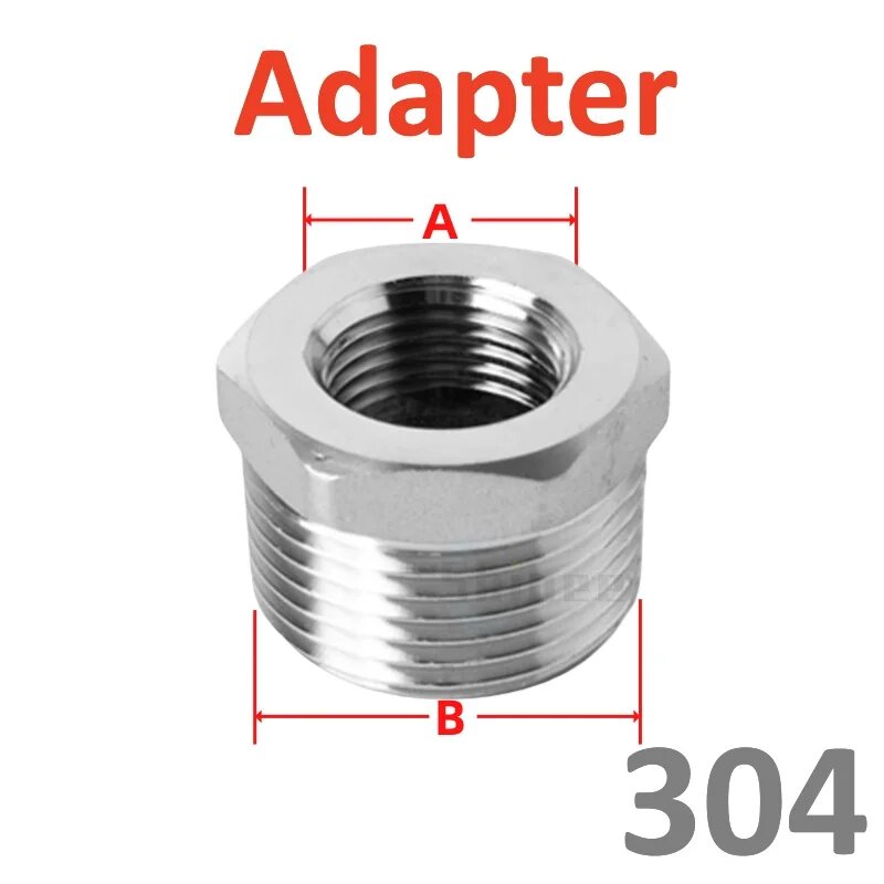 Адаптер труб из нержавеющей стали 304, A 1l8 BSP, B 1l4 BSP