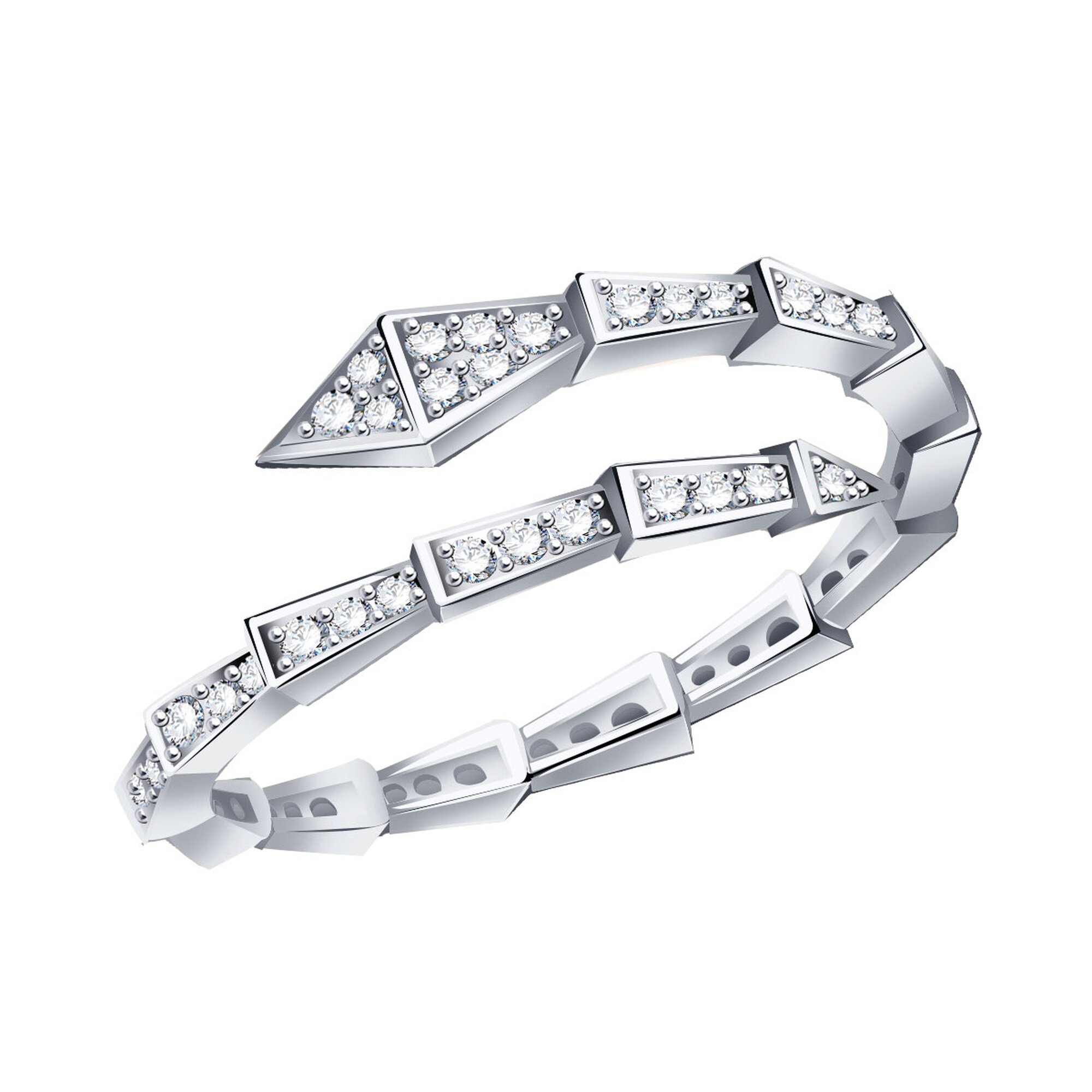 Кольцо, белое золото, 585 проба, фианит