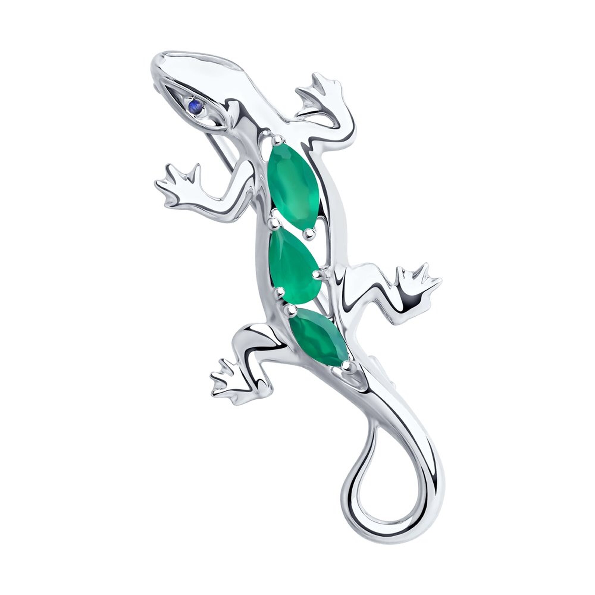 Брошь, серебро, 925 проба, родирование, агат, фианит