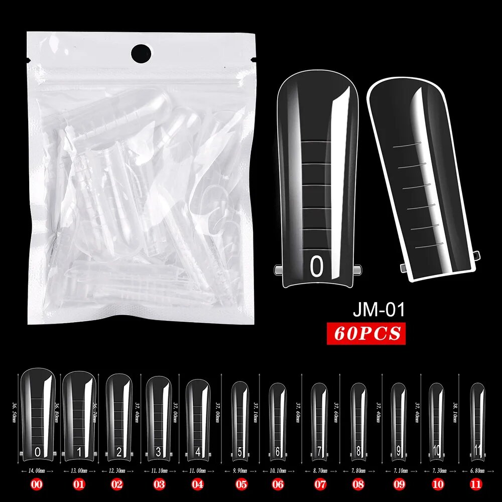 Формы для накладных ногтей Zengtaolke, прозрачные, 60 шт. JMM-1