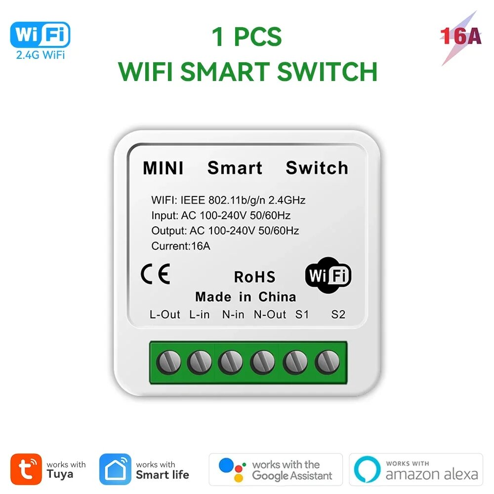 Модуль умного переключателя SZKOSTON Wi-Fi 16A Tuya WiFi
