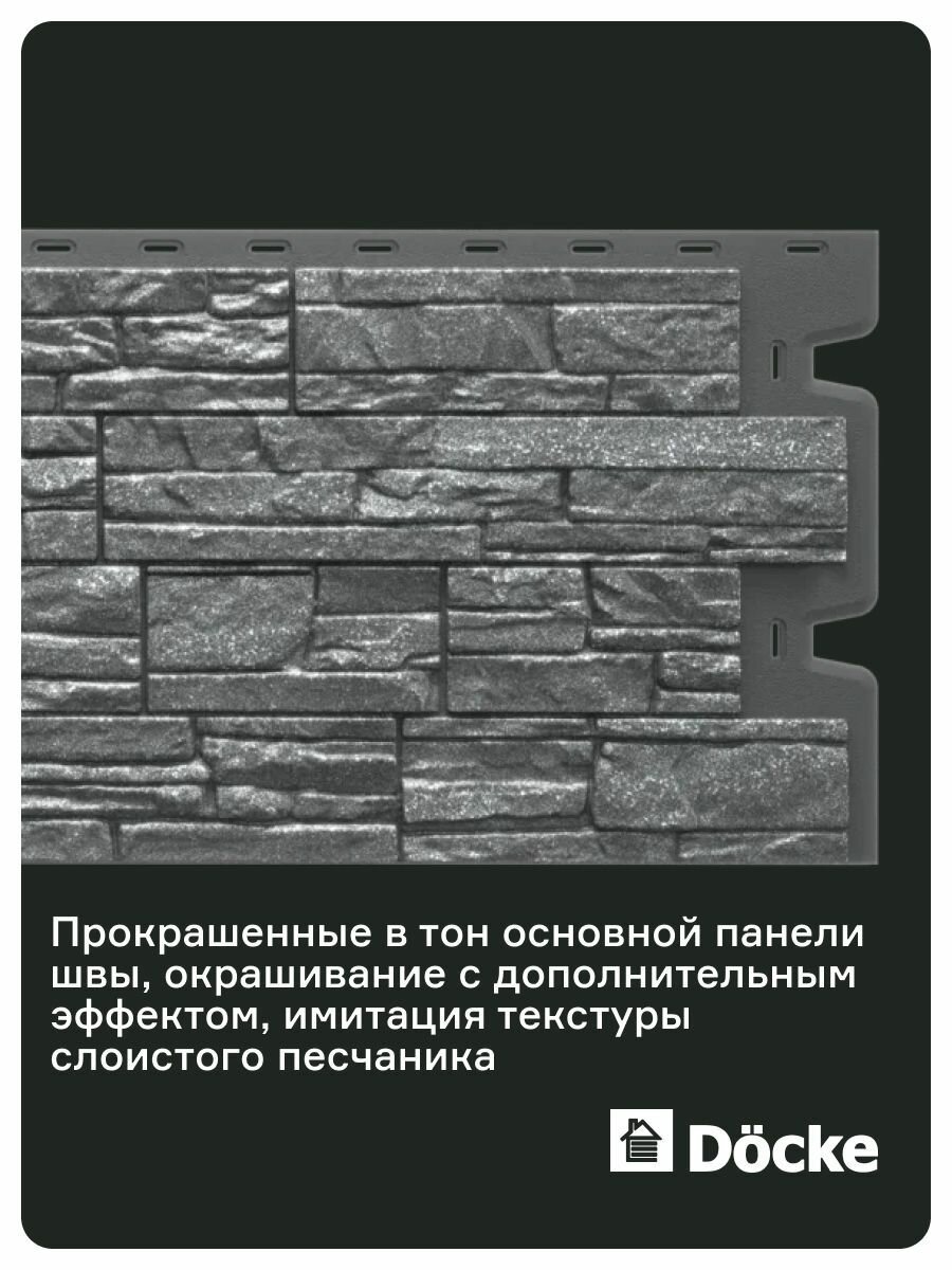 Фасадные панели Docke PREMIUM Stein / Деке премиум Штайн / камень, Антрацит, (1,098*0,40 м), 1 уп, 10 шт (4,4 м. кв.) — фото 1