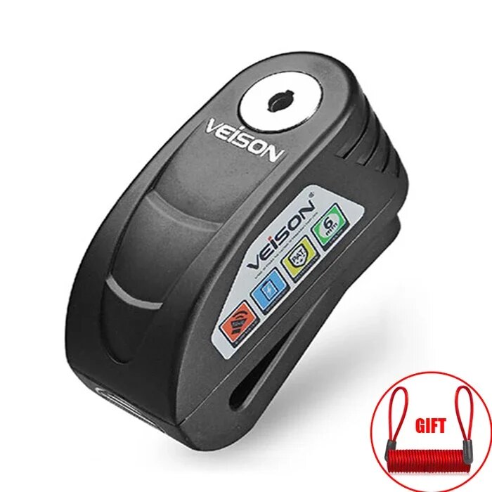 VEISON мотоциклетный водонепроницаемый замок сигнализации для велосипеда Steelmate, дисковый замок, предупреждение, защита от кражи, тормозной ротор, навесной замок Alarma Moto Красный, black lock