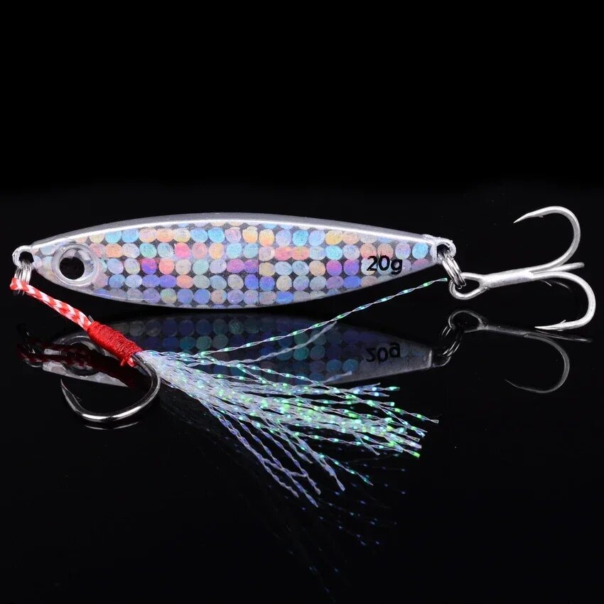 Shore Cast Metal Jig Spoon 7г 10г 15г 20г 30г 20g, B 2 hooks