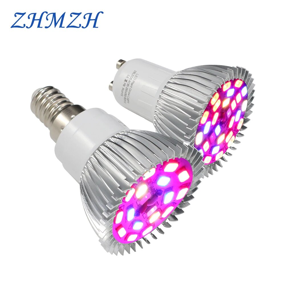 Светодиодная лампа для выращивания ZHMZH, полный спектр, 18/28 светодиодов 28LEDs, ГУ10