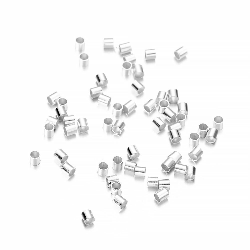 Кримпы (форма трубочка) зажимные бусины, стопперы, маскировочные обжимные бусины 1.5 мм, цвет серебро, фурнитура для бижутерии, 500 шт/упак
