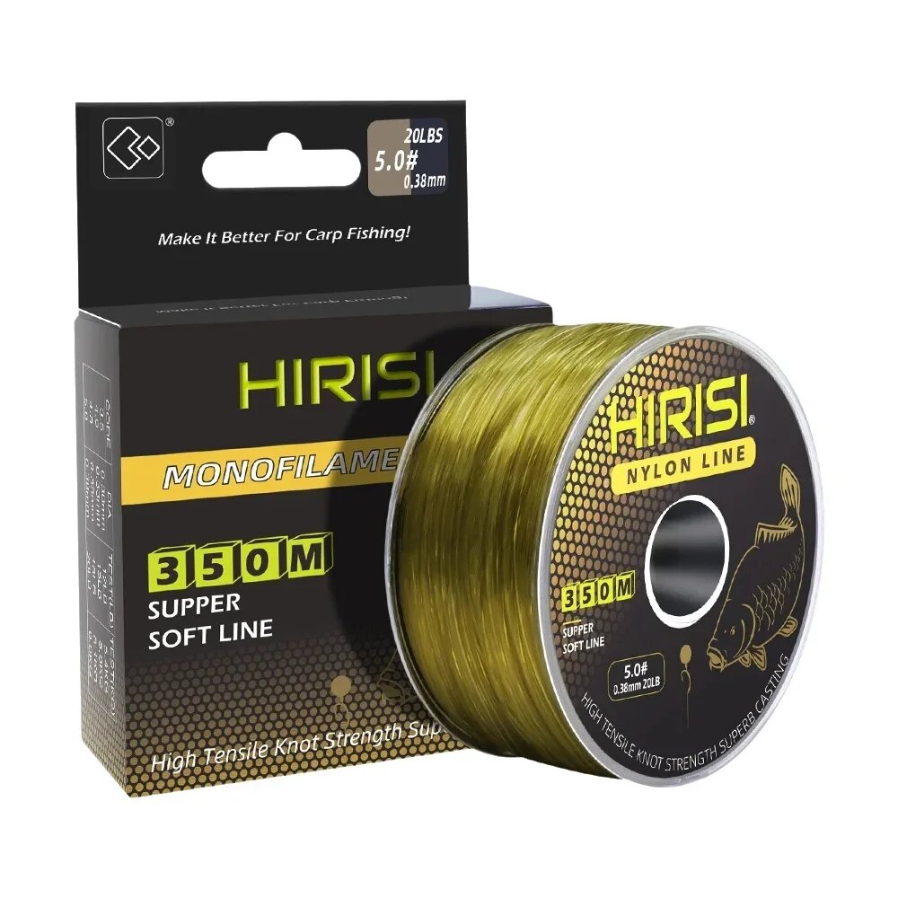 Hirisi нейлоновая леска 350м, 15LB, Green