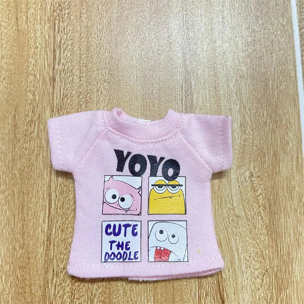 Новая милая одежда с мультяшным рисунком, футболка, подходит для кукол ob11, Розовый, style 16