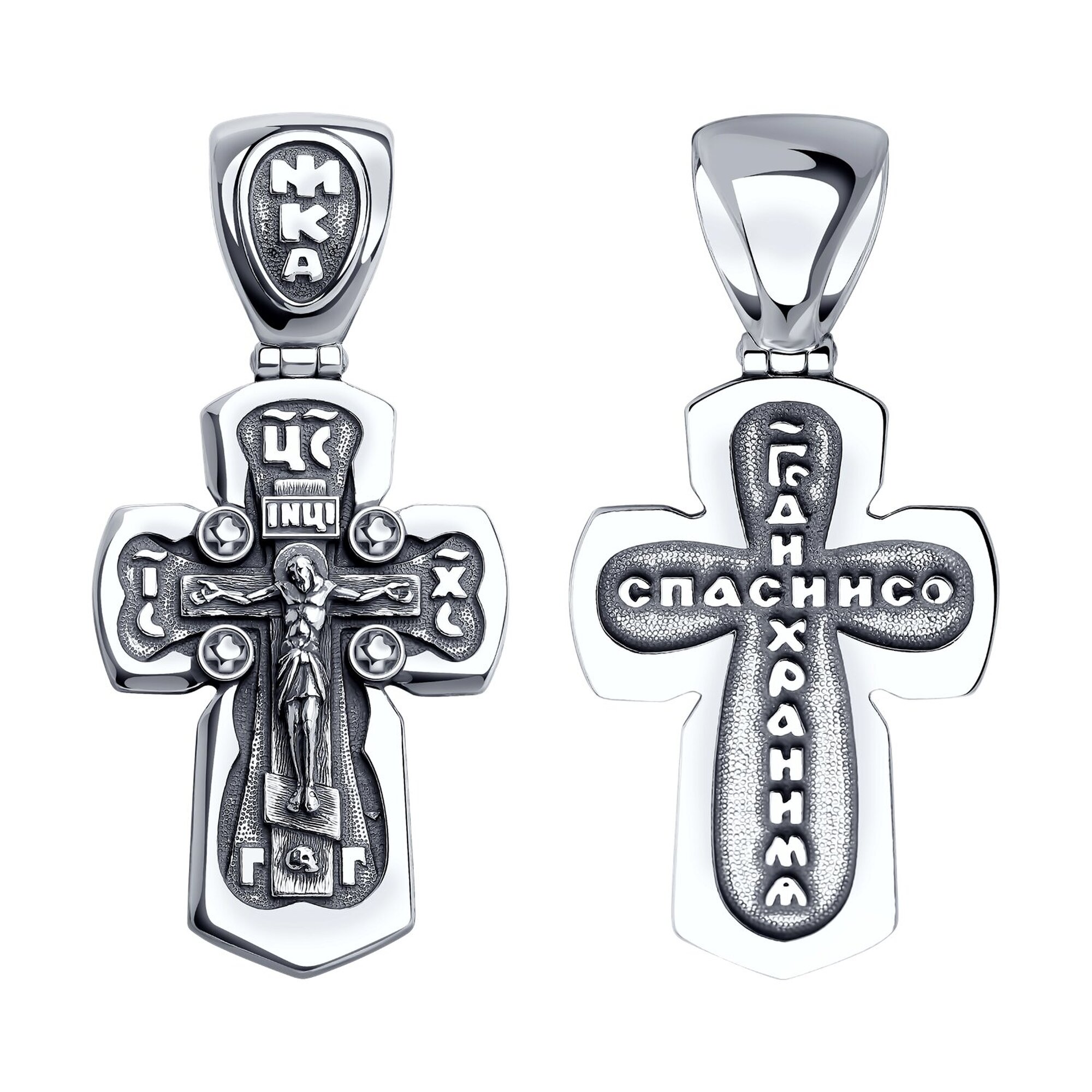 Крестик, серебро, 925 проба, чернение