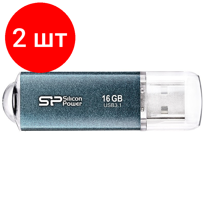 Комплект 2 штук, Флеш-память Silicon Power Marvel M01, 16Gb, USB 3.2 G1, с, SP016GBUF3M01V1B