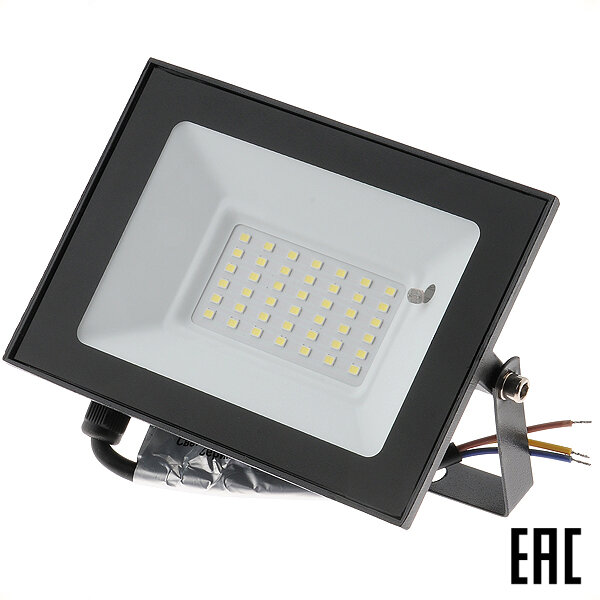 Прожектор светодиодный с микроволновым датчиком движения General 8 м чёрный 220В 30Вт GTAB-50-IP65-6500S 403700