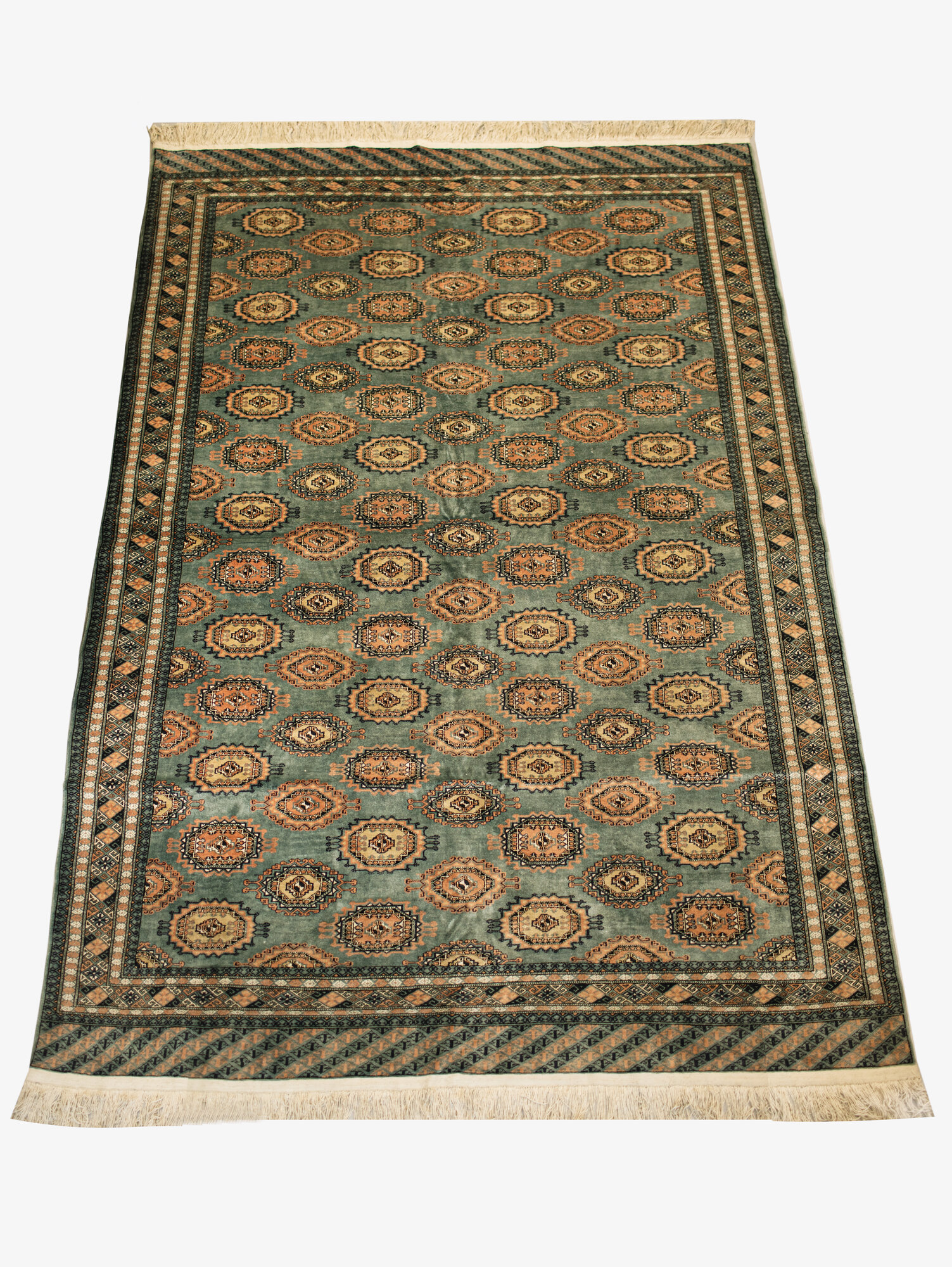 Ковёр Пенди ручной работы из натурального шёлка серо-голубой 2х3 м