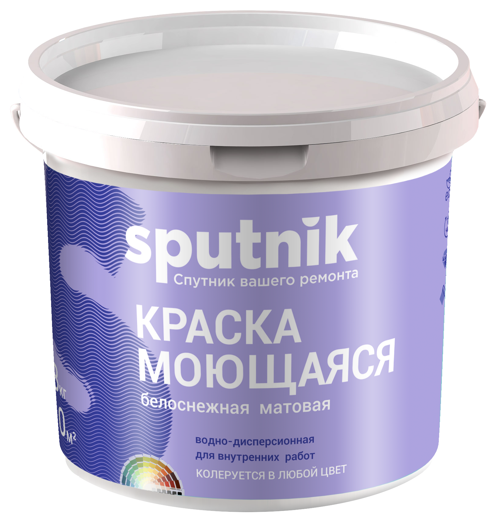 Краска моющаяся для стен и потолков акриловая - 1,3 кг.