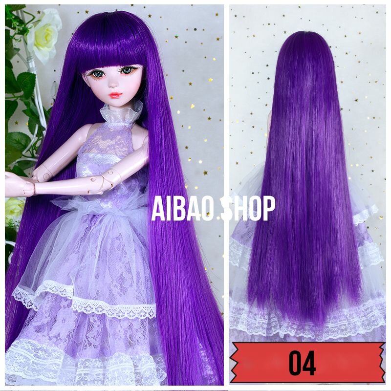 Парик для куклы BJD, длинные прямые волосы, фиолетовый, подходит для кукол BJD1/3