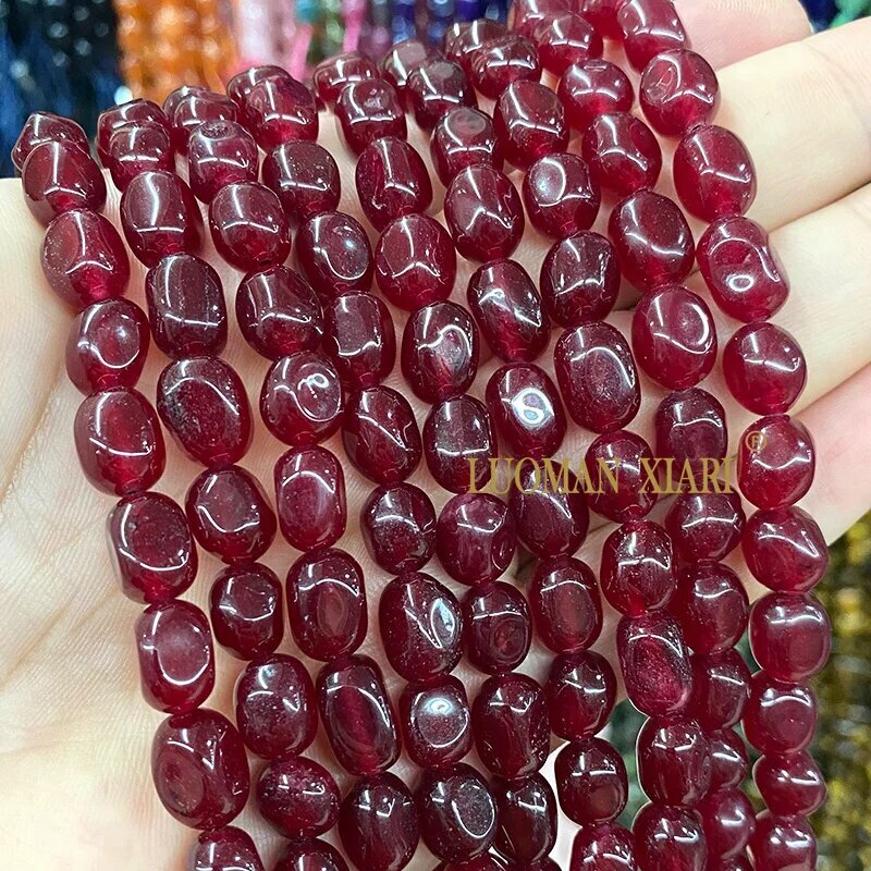 LUOMAN XIARI Бусины из халцедона 32-34 шт Бордовый, 8x10mm 15-17pcs, ruby red