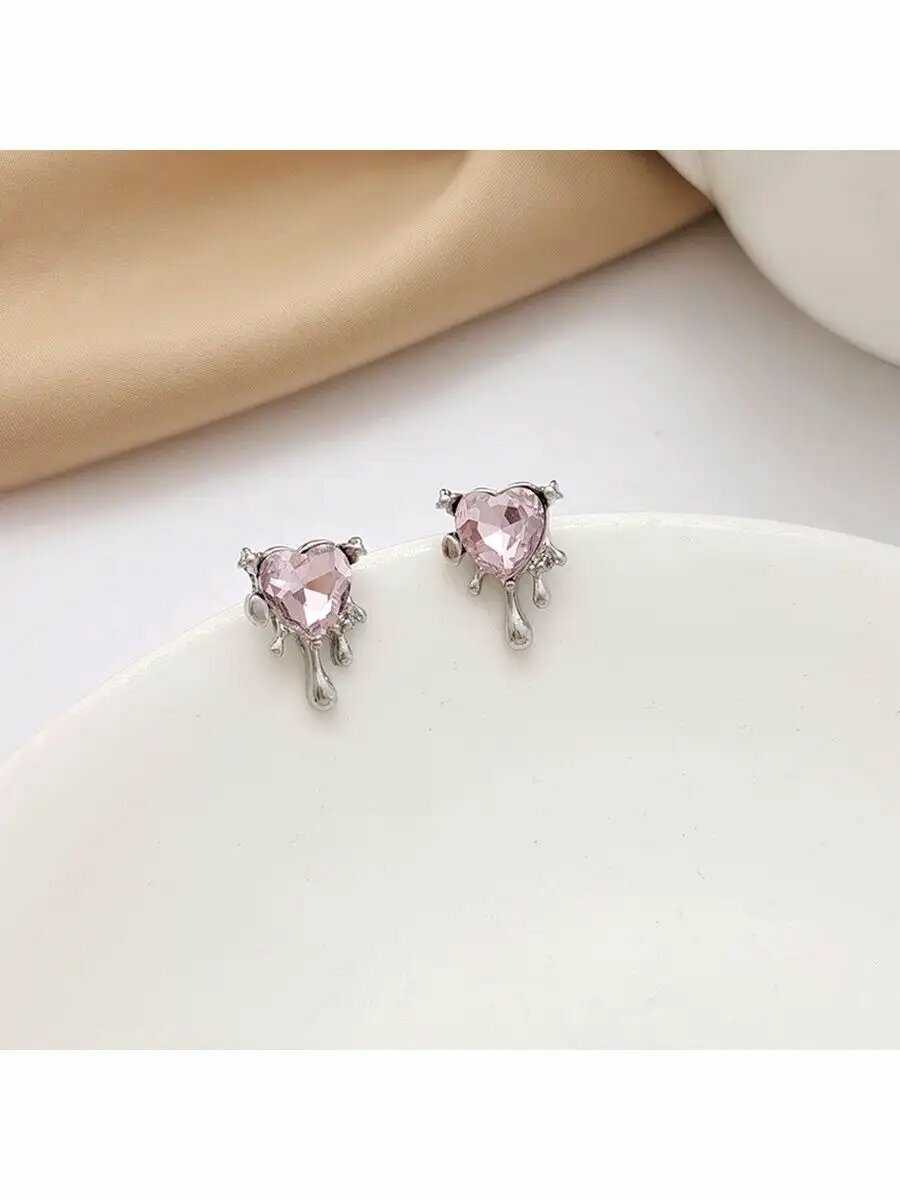 Серьги пусеты, фианит