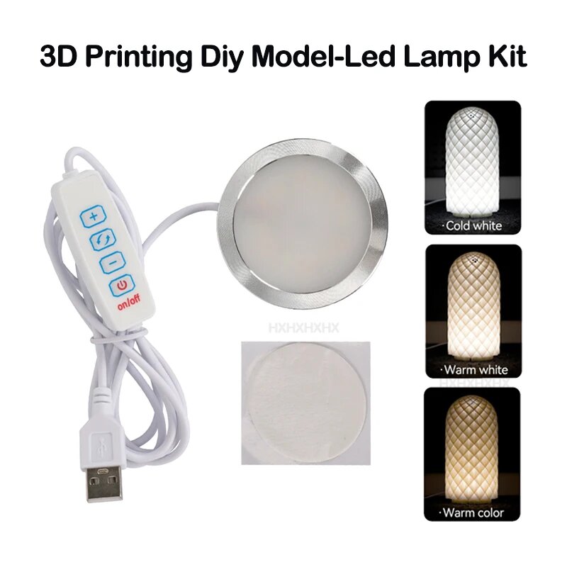 3D LED лампа DIY комплект, теплый белый свет, 4 шт.