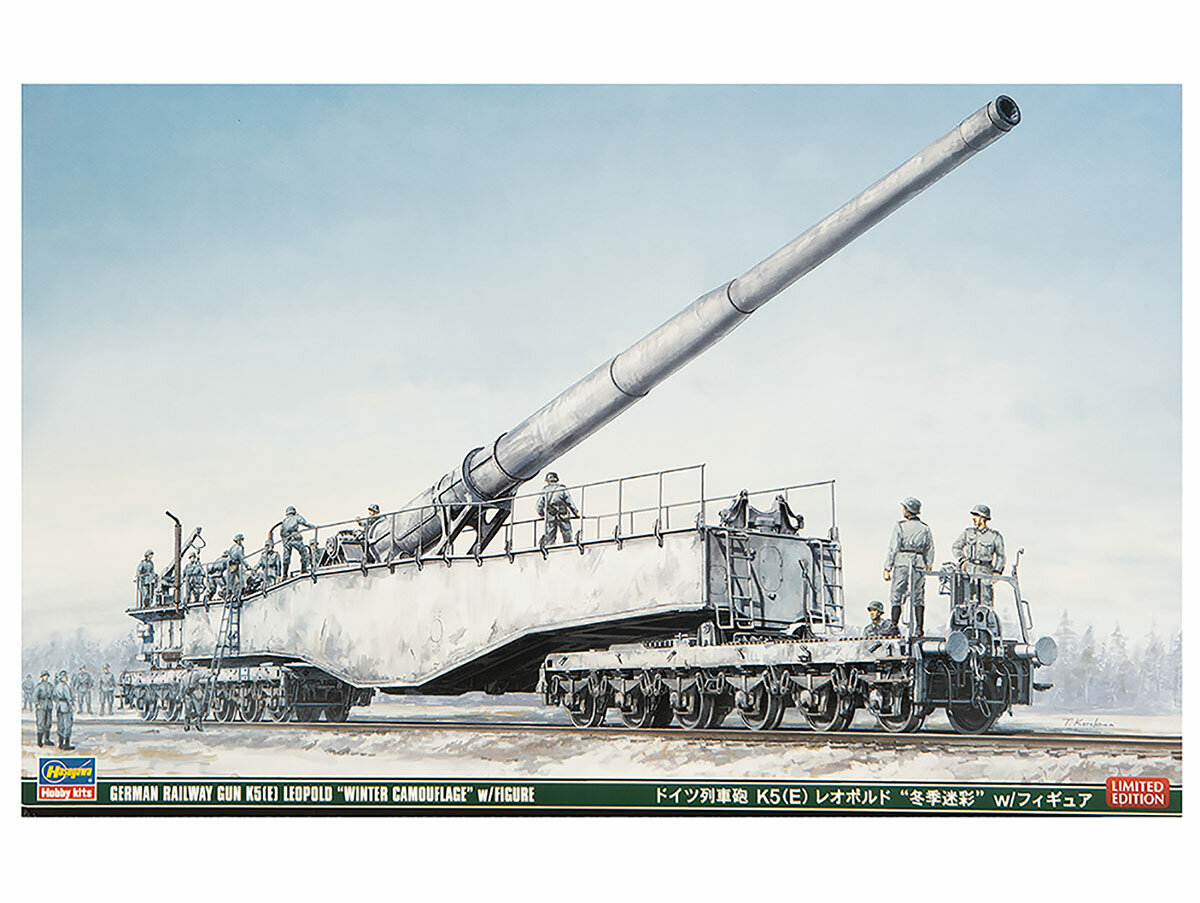 30070 Hasegawa Немецкая железнодорожная пушка K5(E) LEOPOLD в зимнем камуфляже, Ленинград 1942-1943