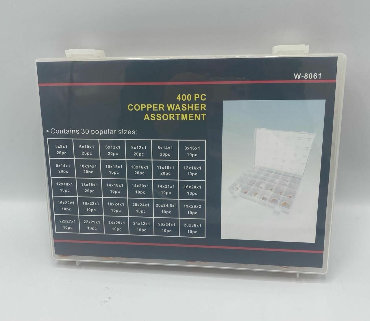 Набор медных шайб 30 размеров 400шт W-8061