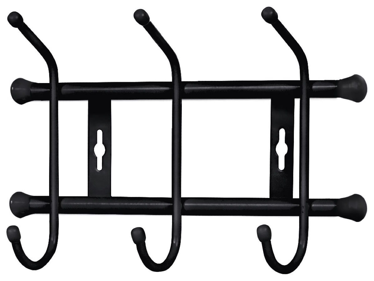 Вешалка настенная Nika / Ника для верхней одежды и головных уборов, 3 крючка, металлическая, цвет черный, 285х180х67мм / товары для дома
