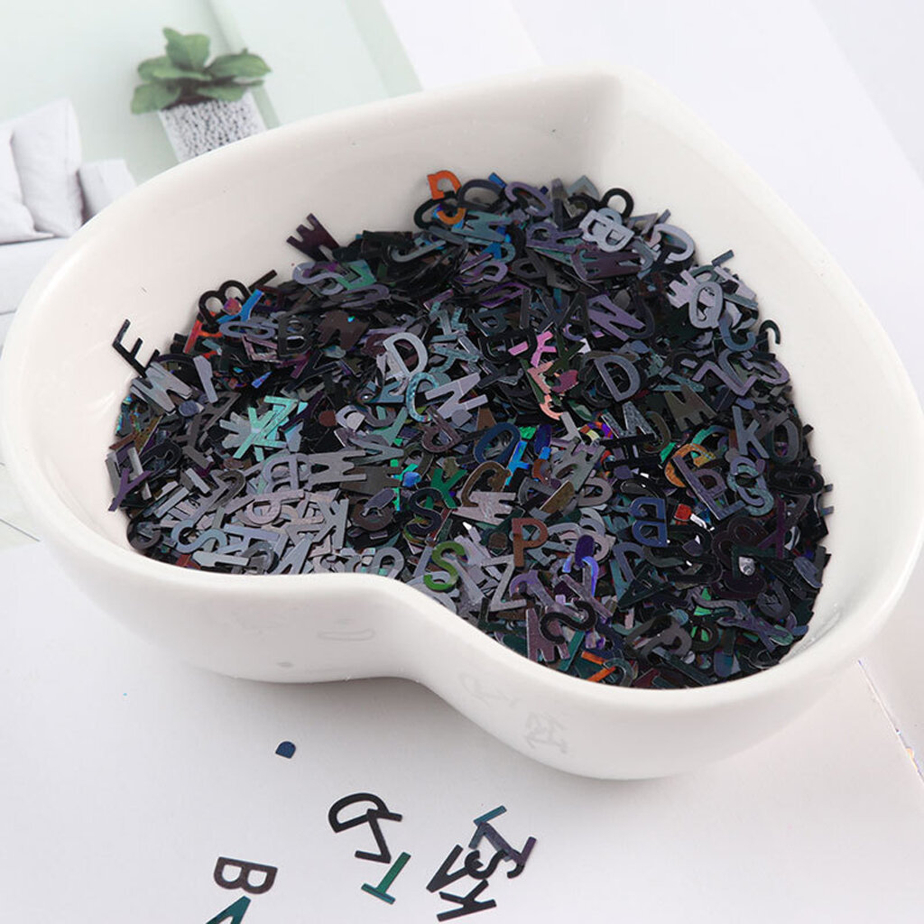 Украшение, Буквы из пайеток-лазерный черный, 1 пакет 10г