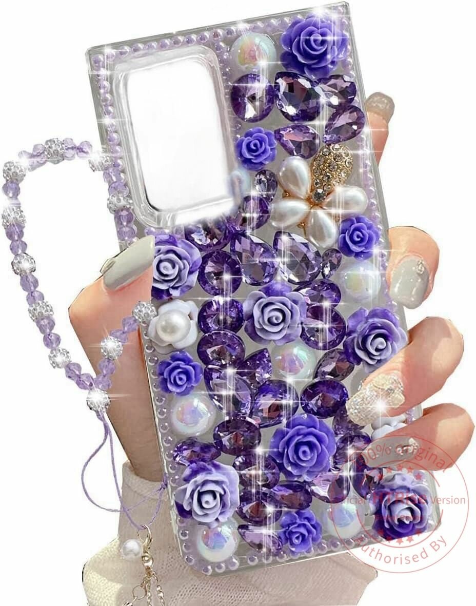 Чехол для телефона Redmi 13C 4G(Редми 13C 4G), Роскошные Luxury 3D роза сверкающие стразы с драгоценным камнем, милые девушки