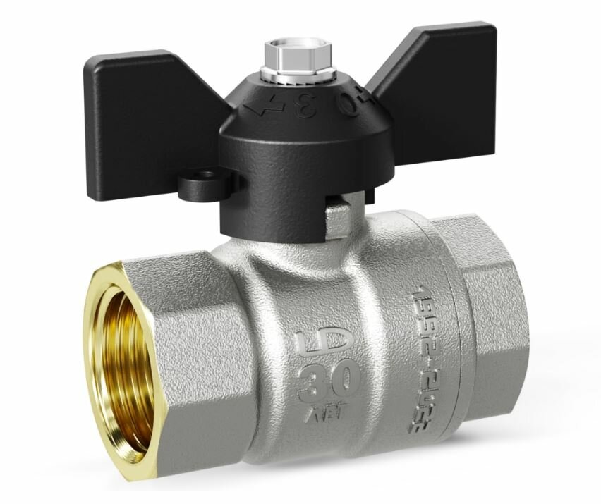 Кран шар 1/2" ВВ бабочка Никель LD Pride 47.300.15