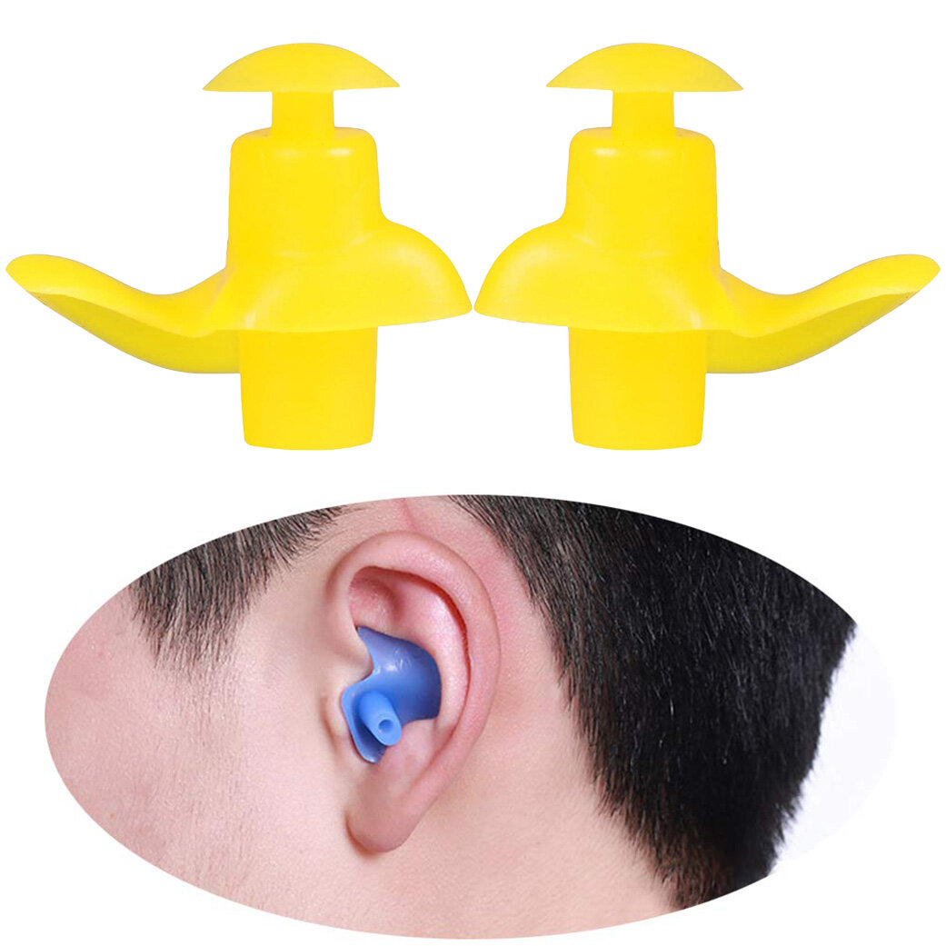 Пара водонепроницаемых силиконовых берушей для плавания, подходящих для взрослых пловцов и детей, для дайвинга, мягкие, шумопоглощающие.