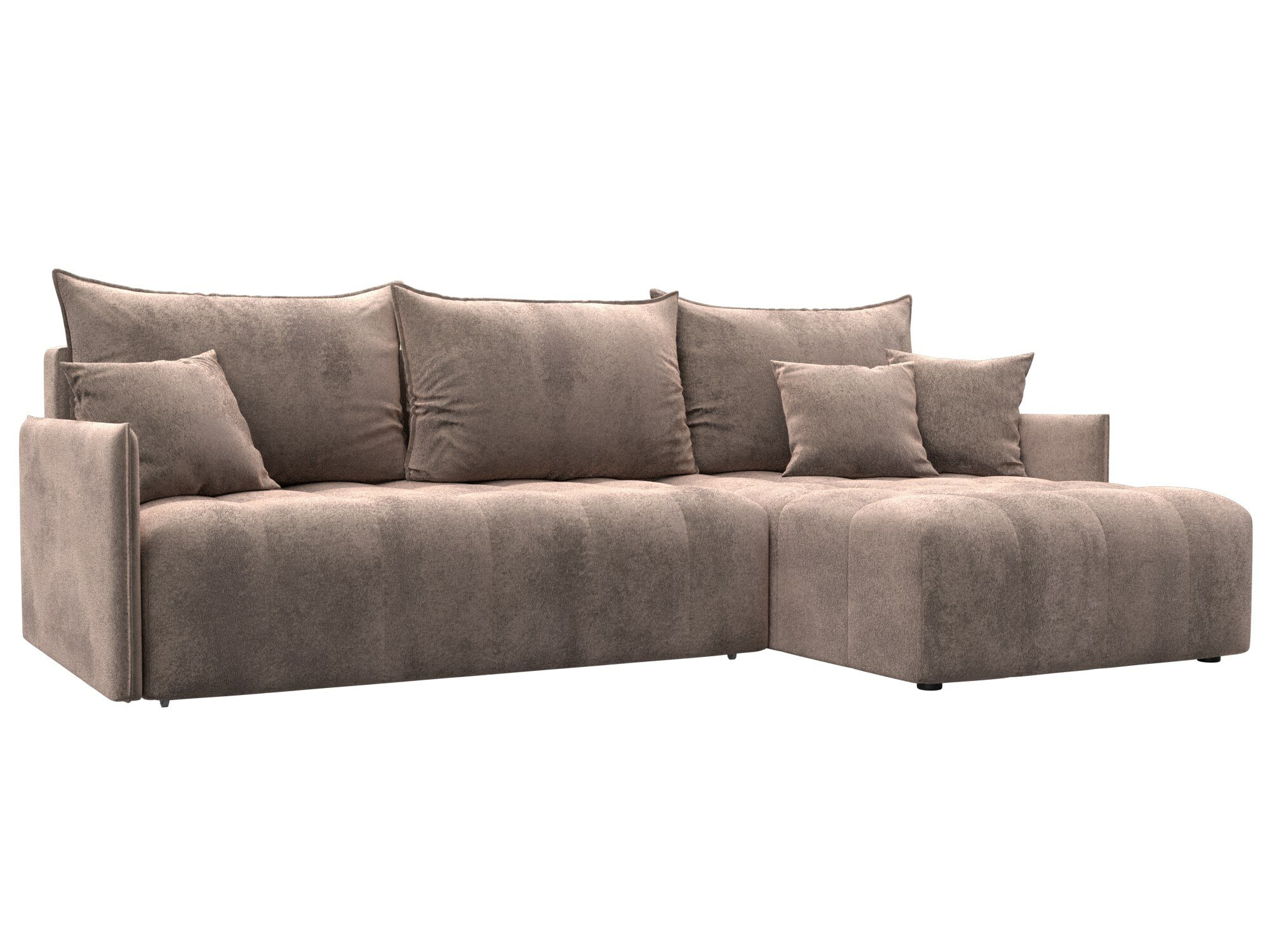 Диван угловой Лига-054 НПБ угол универсальный, велюр TOWER 05 бежевый